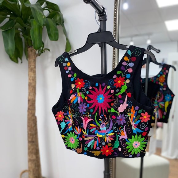 MEXICANA | Tops | Otomi Tenango Hand Embroidered Crop Top | Poshmark